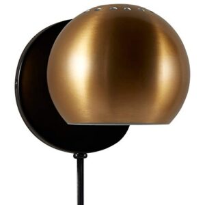 amazon brand – rivet mid century modern wall mounted plug-in sconce, 7.25"h, gold