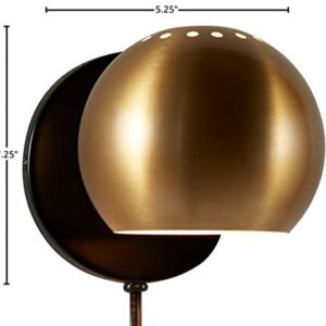 Amazon Brand – Rivet Mid Century Modern Wall Mounted Plug-In Sconce, 7.25"H, Gold