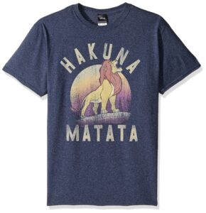 disney men's lion king simba warrior roar graphic tee, navy heather, xx-large