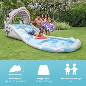 Intex Surf 'N Slide Inflatable 15 Foot Long Kids Outdoor Backyard Splashing Water Slide with 2 Surf Rider Floats and Built-in Water Sprayers