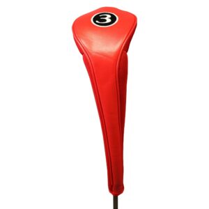 new red zipper #3 wood leatherette neoprene golf club head cover snug fit for woods up to 200cc headcover prevents scratching chipping clanking