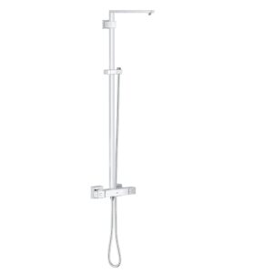 grohe 26420000 euphoria cube shower system with thermostat for wall mount, starlight chrome