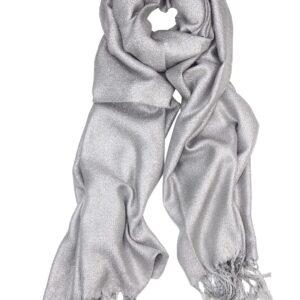 Sparkling Metallic Evening Shawl Wrap Scarf for Wedding Prom Party Dress 80" x 27" (Silver)