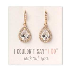 a+o wedding bridesmaids gift drop dangle earrings in gold