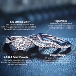 Newshe Engagement Wedding Ring Set for Women 925 Sterling Silver 3pcs Round White AAA Cz Size 7