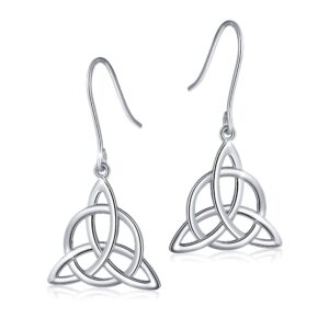 925 sterling silver good luck irish trinity celtic knot triangle vintage dangle drop earrings