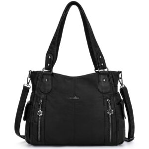 handbag hobo women shoulder bag/handbag roomy multiple pockets fashion pu tote, black