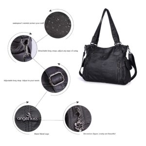 Handbag Hobo Women Shoulder Bag/Handbag Roomy Multiple Pockets Fashion PU Tote, Black