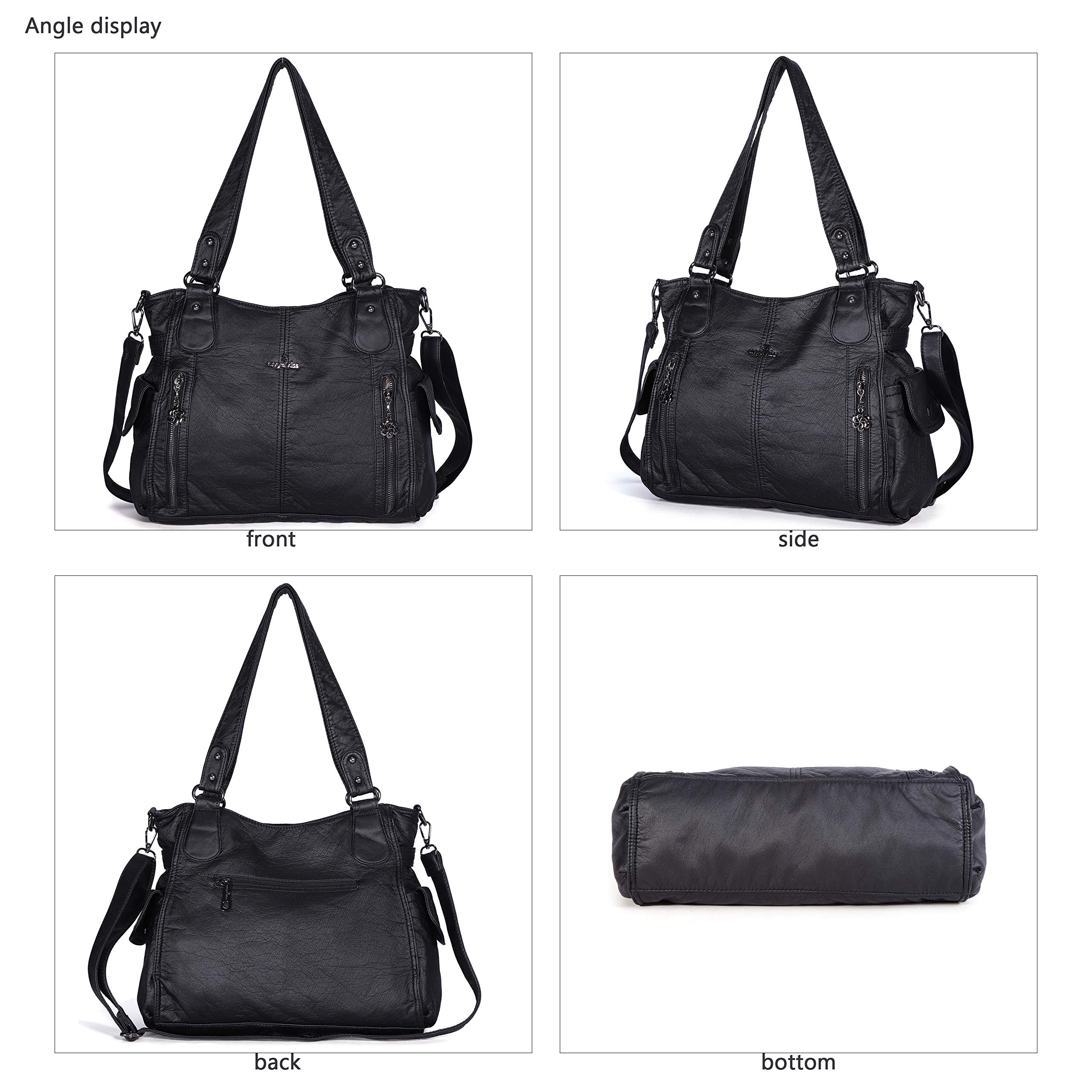 Handbag Hobo Women Shoulder Bag/Handbag Roomy Multiple Pockets Fashion PU Tote, Black