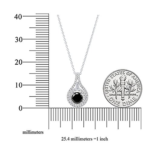 Dazzlingrock Collection 0.90 Carat (Ctw) 14K Round & Baguette Cut Black And White Diamond Pendant for Women in White Gold