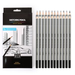 dainayw professional drawing sketching pencils set, 24 pieces art pencils (14b - 9h), graphite shading pencils for beginners & pro artists