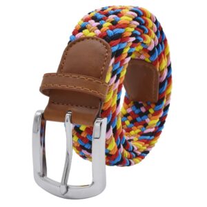 vonsely stretch belt, elastic belts braided fabric belt colorful woven belts for men and women,candy color