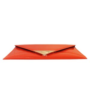 JNB Faux Patent Leather Glossy Envelope Clutch, Orange