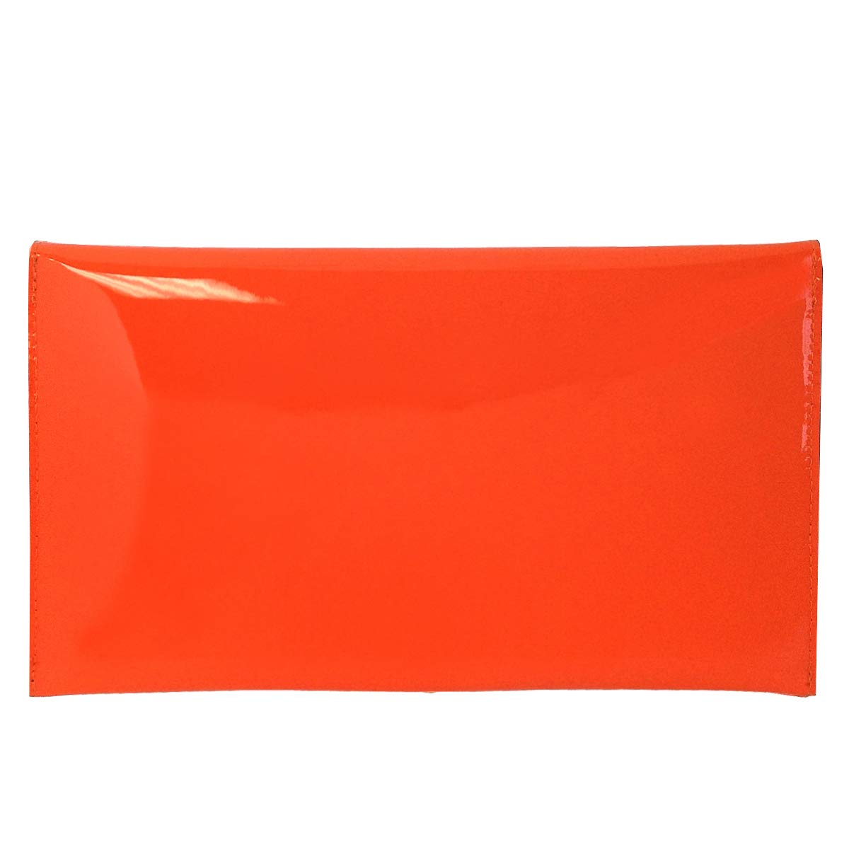 JNB Faux Patent Leather Glossy Envelope Clutch, Orange