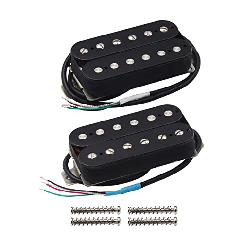 FLEOR Alnico 5 Guitar Pickup Double Coil Humbucker Pickups Neck and Bridge Set Black