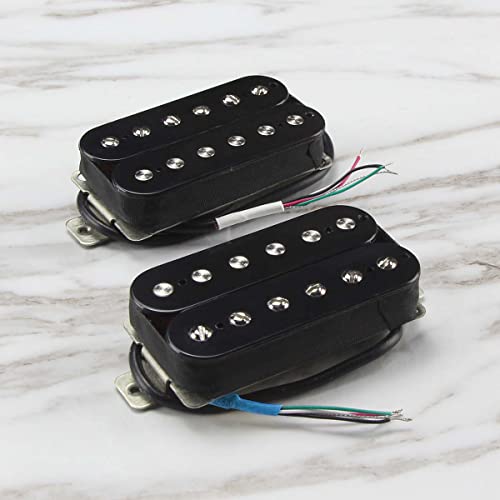 FLEOR Alnico 5 Guitar Pickup Double Coil Humbucker Pickups Neck and Bridge Set Black