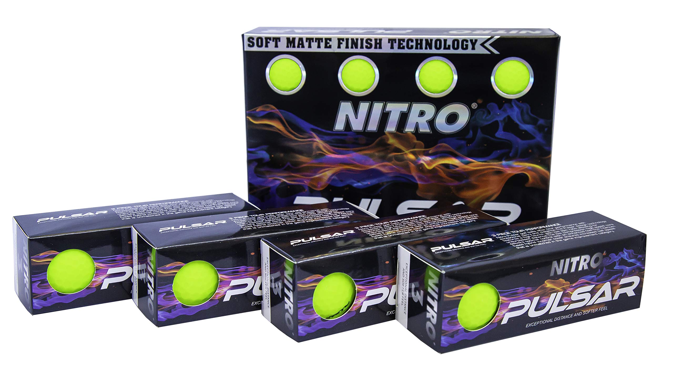 Nitro Pulsar Box Golf Balls (Pack 12), Yellow