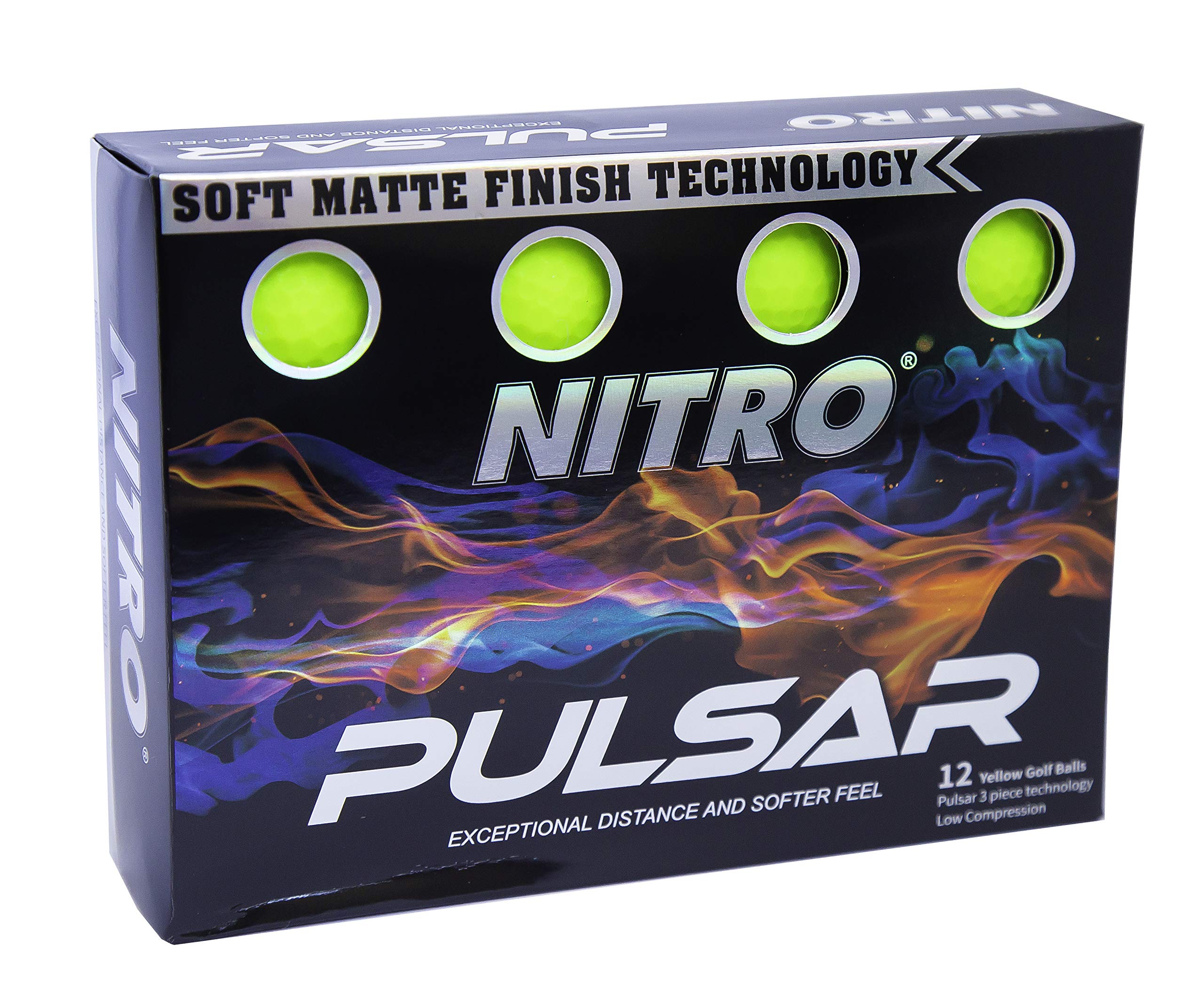 Nitro Pulsar Box Golf Balls (Pack 12), Yellow