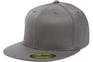 flexfit original blank flatbill fitted 210 hat cap flat bill large/xlarge - dark grey