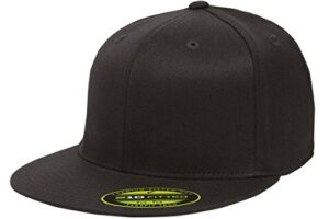 flexfit original blank flatbill premium fitted 210 hat cap flex fit flat bill large/xlarge - black