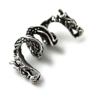 lynnaround 925 sterling silver norse nordic viking dragon beard beads rings, dreadlock pirate hair beads, pagan jewelry