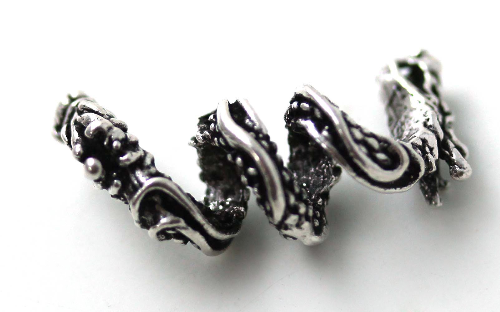 LynnAround 925 Sterling Silver Norse Nordic Viking Dragon Beard Beads Rings, Dreadlock Pirate Hair Beads, Pagan Jewelry