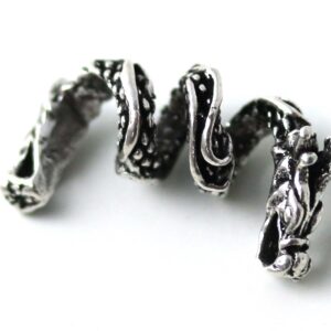 LynnAround 925 Sterling Silver Norse Nordic Viking Dragon Beard Beads Rings, Dreadlock Pirate Hair Beads, Pagan Jewelry