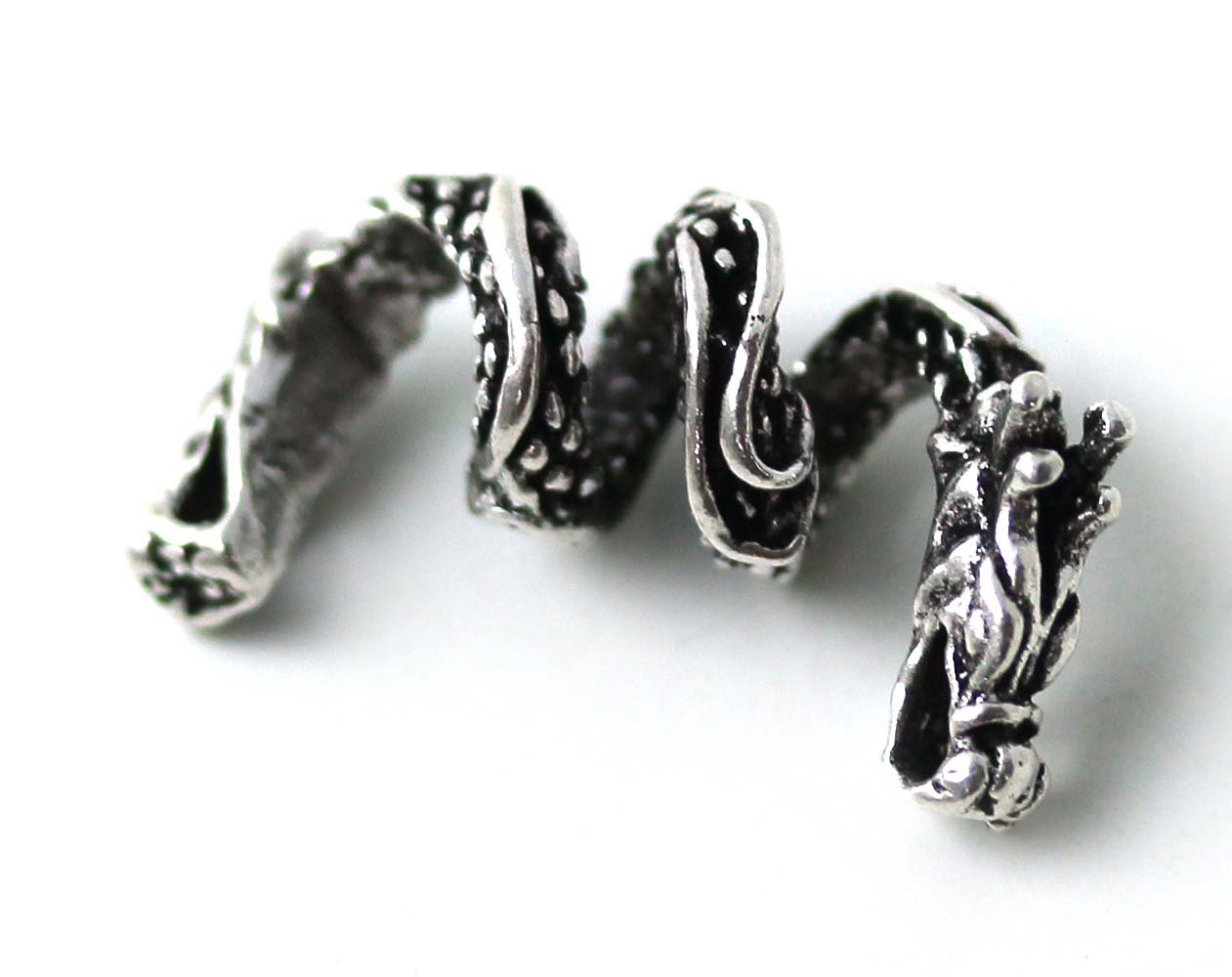 LynnAround 925 Sterling Silver Norse Nordic Viking Dragon Beard Beads Rings, Dreadlock Pirate Hair Beads, Pagan Jewelry