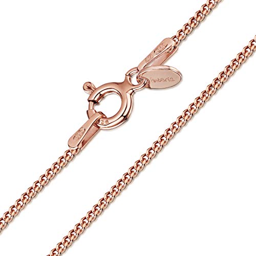 Amberta 14K Rose Gold Plated on 925 Sterling Silver 1.3 mm Curb Chain Necklace Length 18" inch / 45 cm (18)