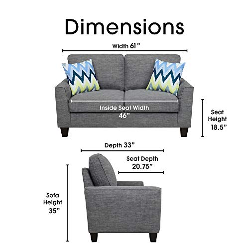 Serta Deep Seating Astoria 61" Loveseat in Light Gray