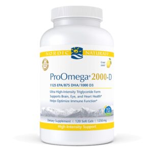 nordic naturals proomega 2000-d, lemon flavor - 2150 mg omega-3 + 1000 iu d3-120 soft gels - ultra high-potency fish oil - epa & dha - brain, heart, joint, & immune health - non-gmo - 60 servings