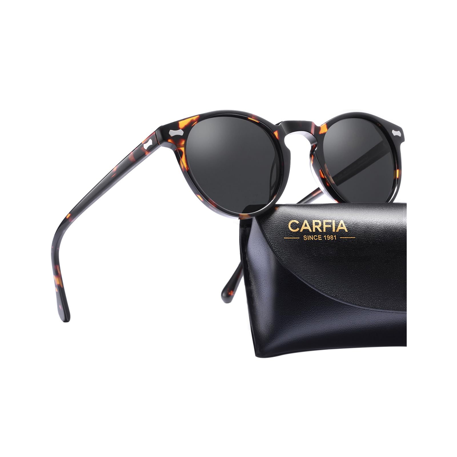 CARFIA Vintage Round Acetate Polarized Sunglasses for Women UV Protection CA5288