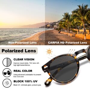 CARFIA Vintage Round Acetate Polarized Sunglasses for Women UV Protection CA5288