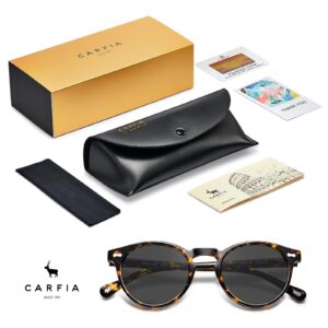 CARFIA Vintage Round Acetate Polarized Sunglasses for Women UV Protection CA5288