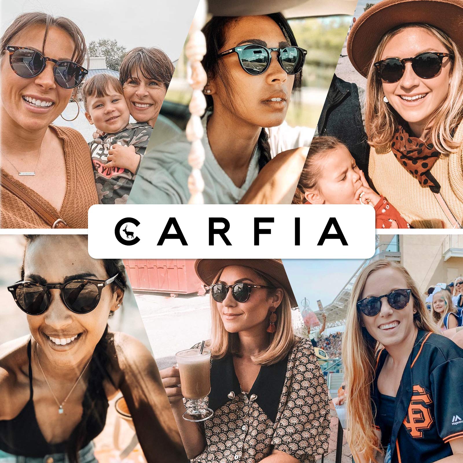 CARFIA Vintage Round Acetate Polarized Sunglasses for Women UV Protection CA5288