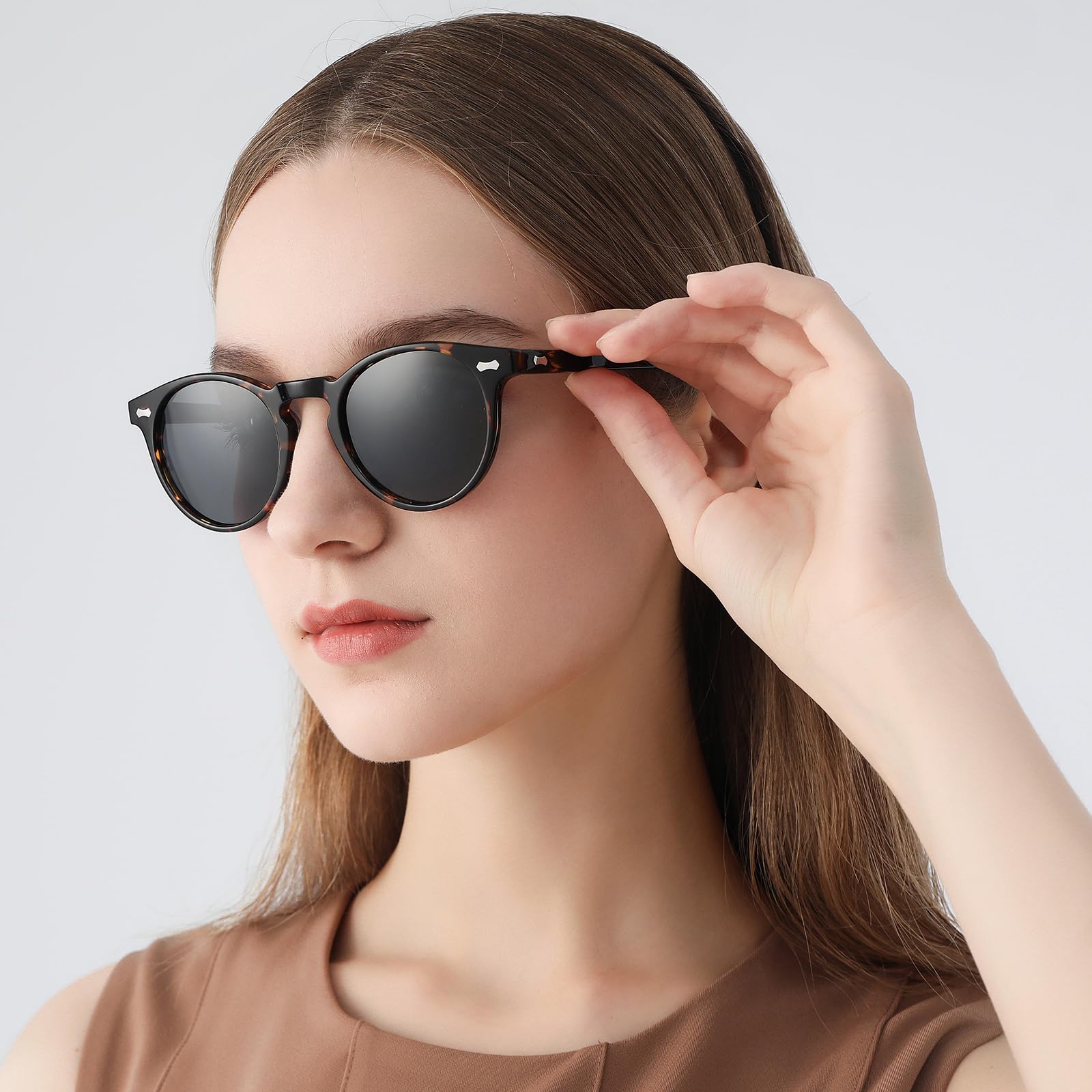 CARFIA Vintage Round Acetate Polarized Sunglasses for Women UV Protection CA5288