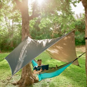 Wise Owl Outfitters Hammock Tarp, Hammock Tent - Rain Tarp for Camping Hammock - Camping Gear Must Haves w/Easy Set Up Including Tent Stakes and Carry Bag - Standard Grey