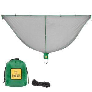 wise owl outfitters hammock bug net - the snugnet mosquito net for hammocks - premium quality, waterproof, mesh hammock netting w/double-sided zipper - essential camping gear, green