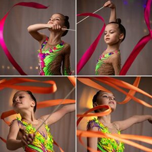 YGEOMER 12pcs Dance Ribbons, Gymnastics Ribbon for Twirling, Artistic Dancing, Gymnastics, Kids Talent Shows