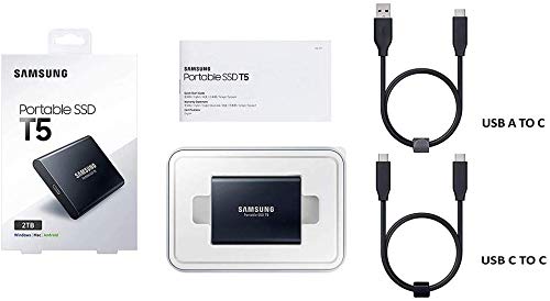 SAMSUNG T5 Portable SSD 2TB - Up to 540MB/s - USB 3.1 External Solid State Drive, Black (MU-PA2T0B/AM)