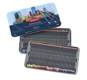 derwent colored pencils, procolour pencils, drawing, art, metal tin, 72 count (2302508)