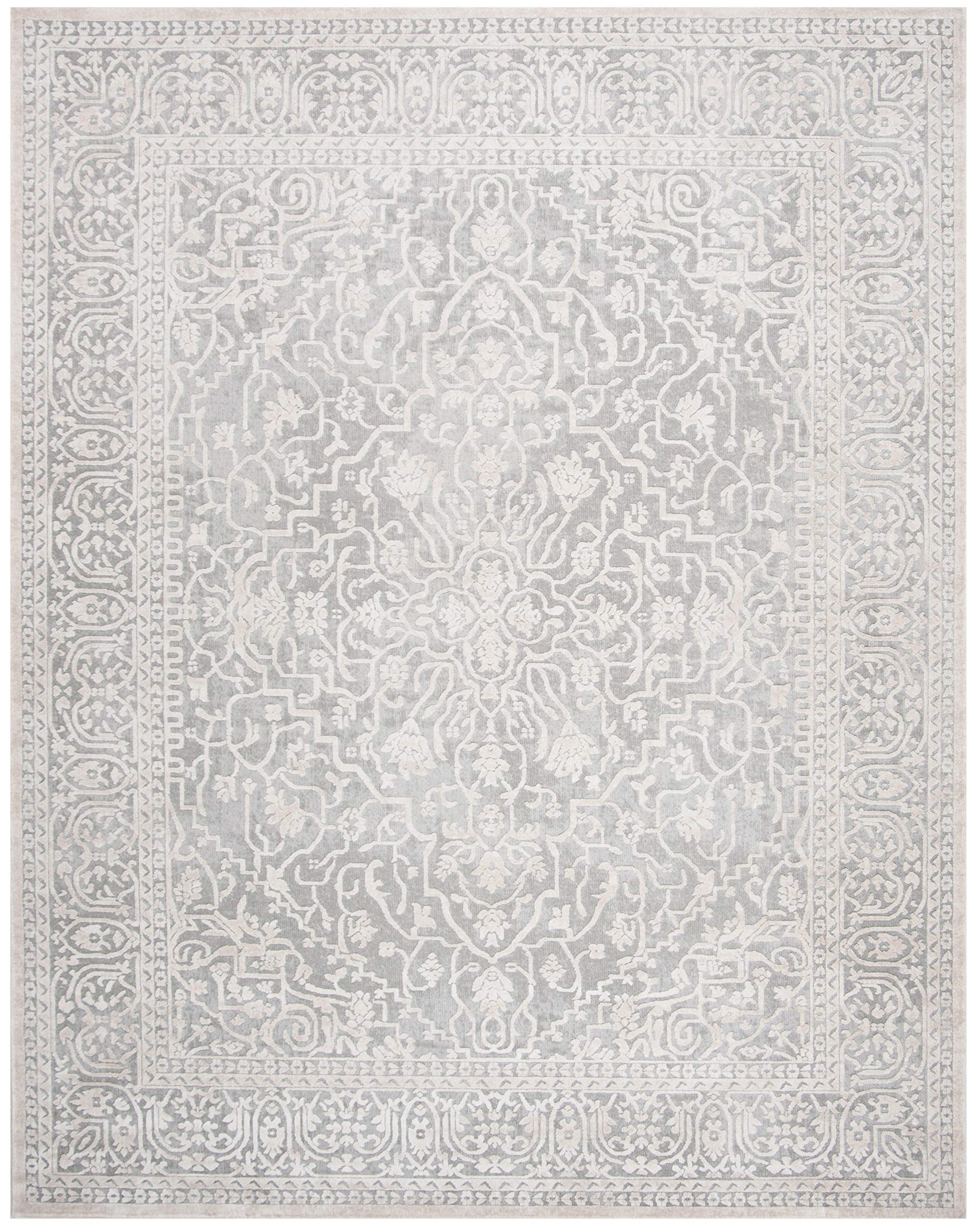 SAFAVIEH Reflection Collection Area Rug - 8' x 10', Light Grey & Cream, Vintage Distressed Design, Non-Shedding & Easy Care, Ideal for High Traffic Areas in Living Room, Bedroom (RFT670C)