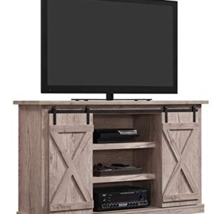 Twin Star Home Sliding Barn Door TV Stand, Ashland Pine