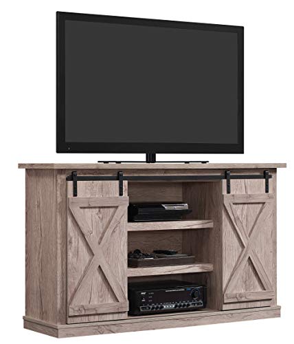 Twin Star Home Sliding Barn Door TV Stand, Ashland Pine