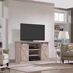 Twin Star Home Sliding Barn Door TV Stand, Ashland Pine