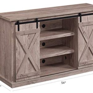 Twin Star Home Sliding Barn Door TV Stand, Ashland Pine