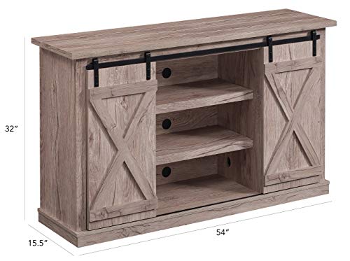 Twin Star Home Sliding Barn Door TV Stand, Ashland Pine