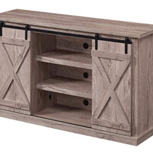 Twin Star Home Sliding Barn Door TV Stand, Ashland Pine