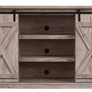 Twin Star Home Sliding Barn Door TV Stand, Ashland Pine