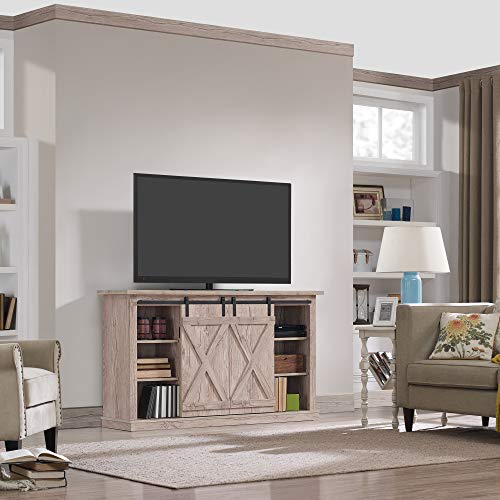 Twin Star Home Sliding Barn Door TV Stand, Ashland Pine